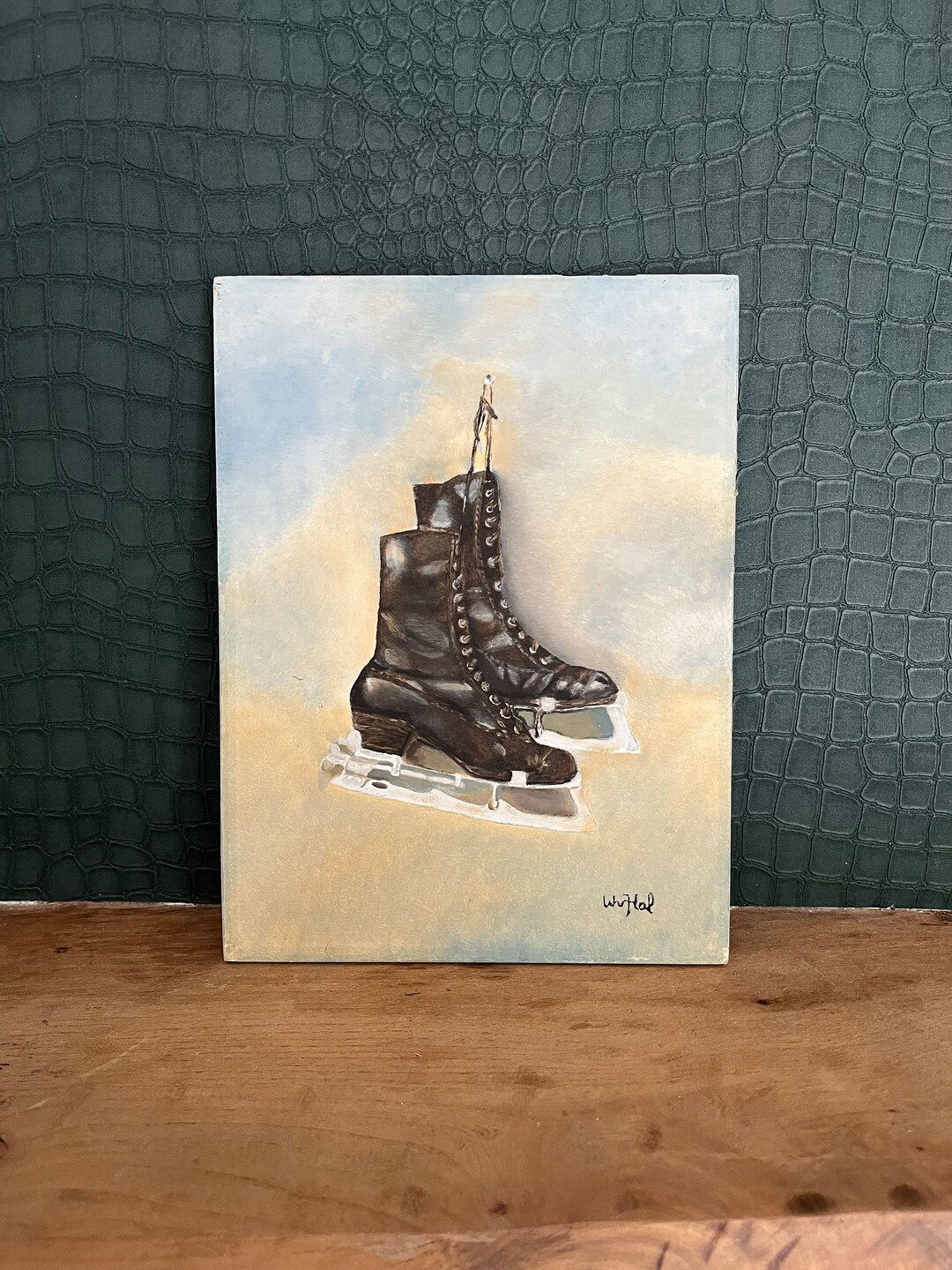 Painting Antique Old Dutch Skates on Wooden Panel - Etsy