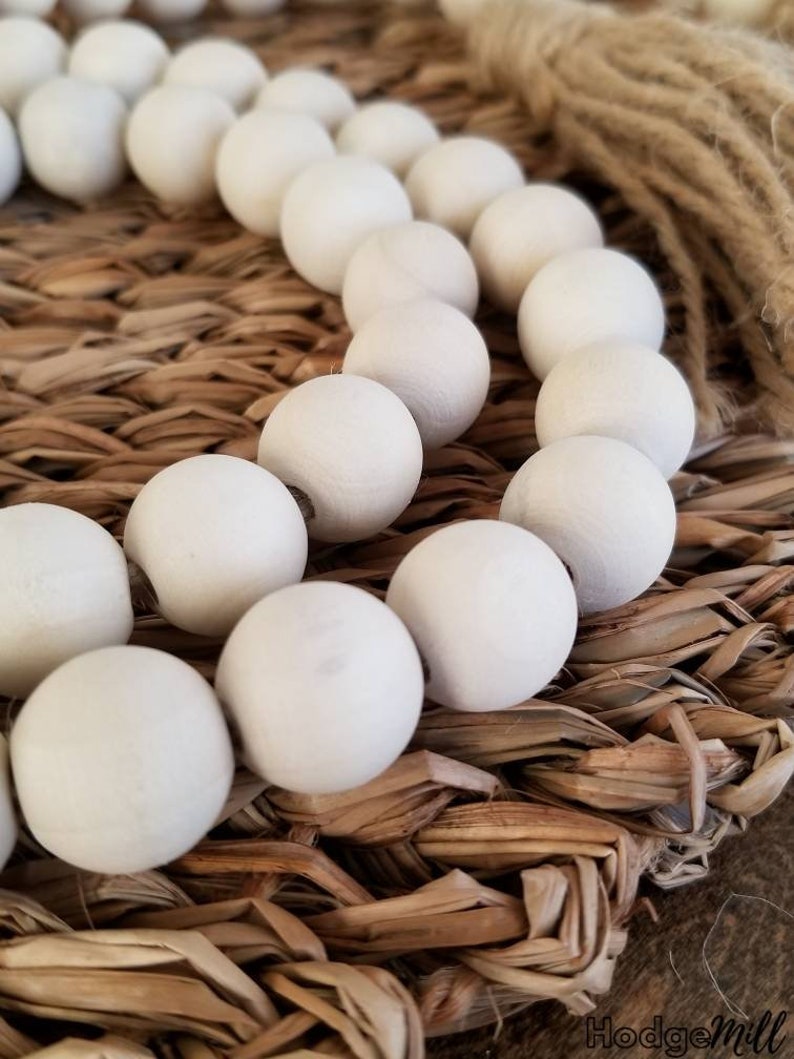 Farmhouse Wooden Bead Garland Farmhouse Decor Natural Wood - Etsy