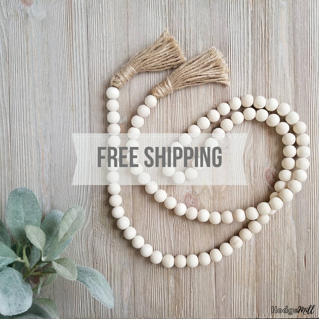 Farmhouse Decor | Wood Bead Garland | Boho Chic | Wood Tassel Garland ...
