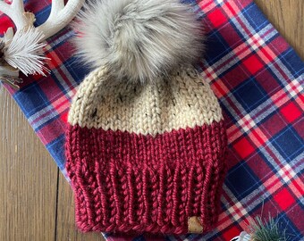 Knit Hat Two Color - Etsy
