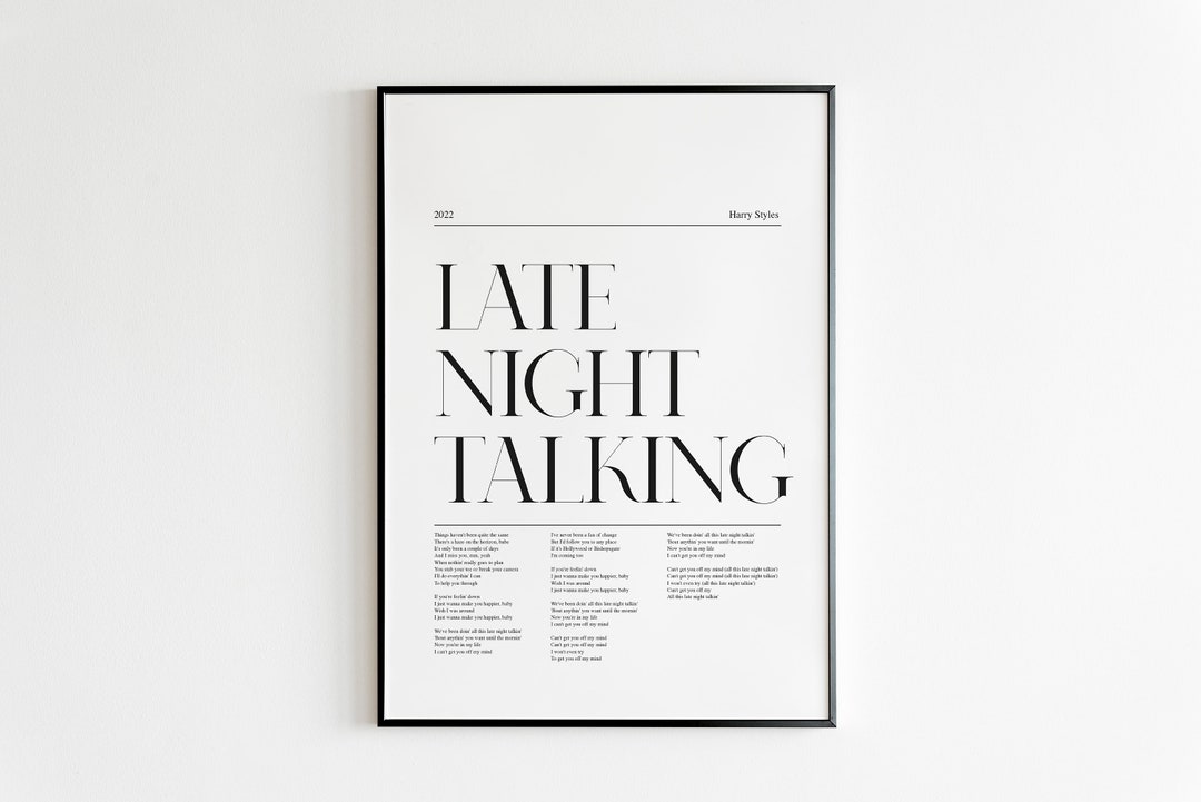 LATE NIGHT TALKING Harry Styles, Lyrics Print - Etsy