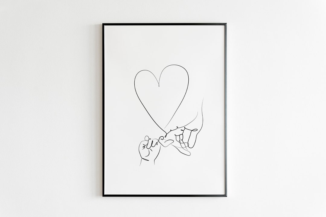 PINKY PROMISE V2 with Heart Line Art, Hands, Personalised Art - Etsy