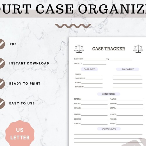 Court Case Organizer Family Law Case Tracker Court Case | Etsy