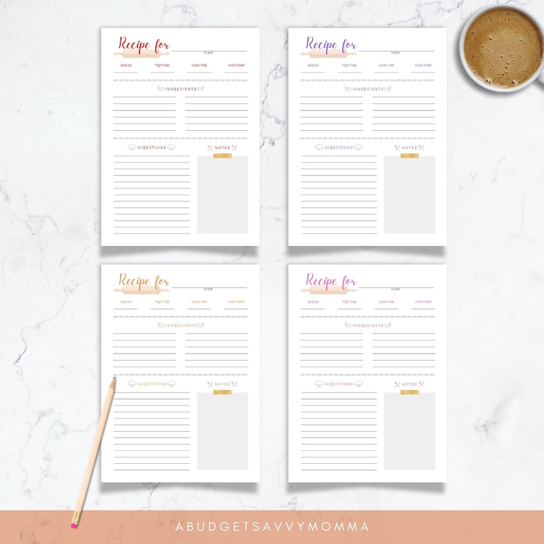 Blank Recipe Sheet Printable | Blank Recipe Page | Blank Recipe Page ...