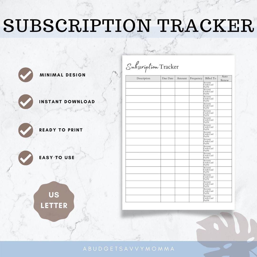 Subscription Tracker | Membership Tracker | Personal Subscription ...