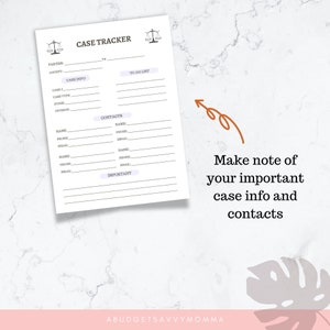 Court Case Organizer | Family Law Case Tracker | Court Case Tracker ...