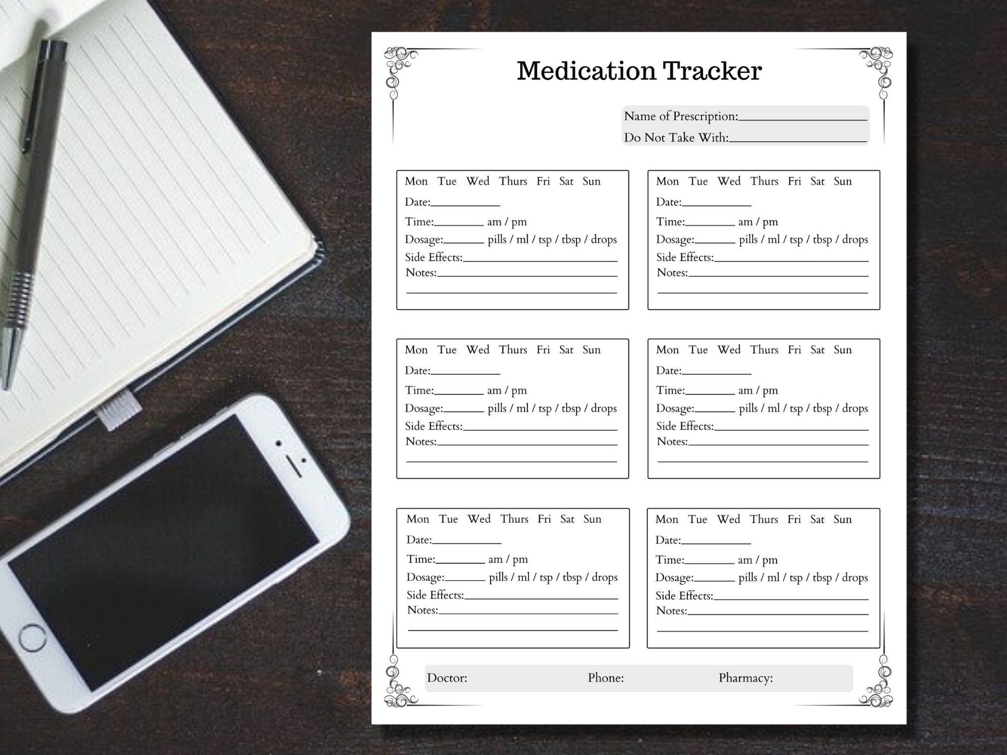 Medication Tracker Prescription Tracker Medicine Tracker | Etsy