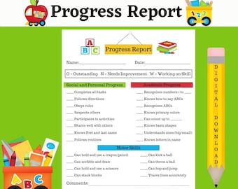 Progress Report | Preschool Progress Report | Daycare Progress Report ...
