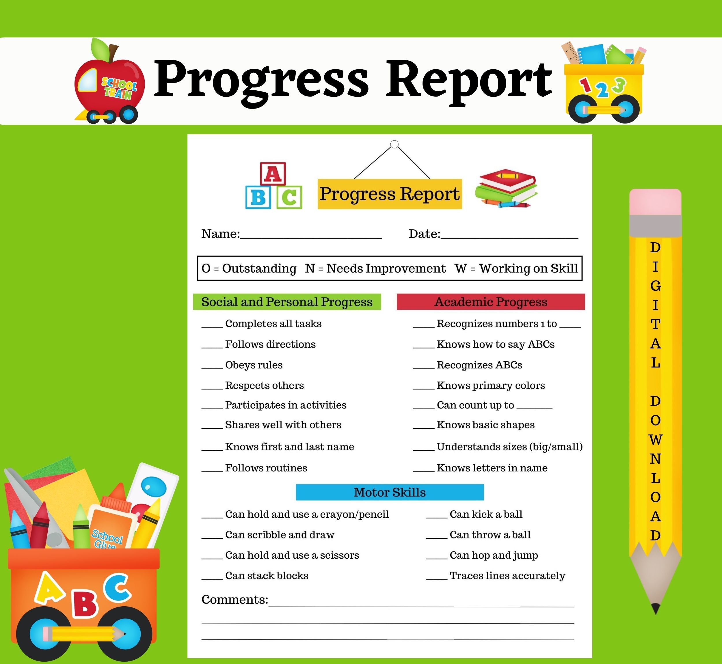 Progress Report Preschool Progress Report Daycare Progress Report