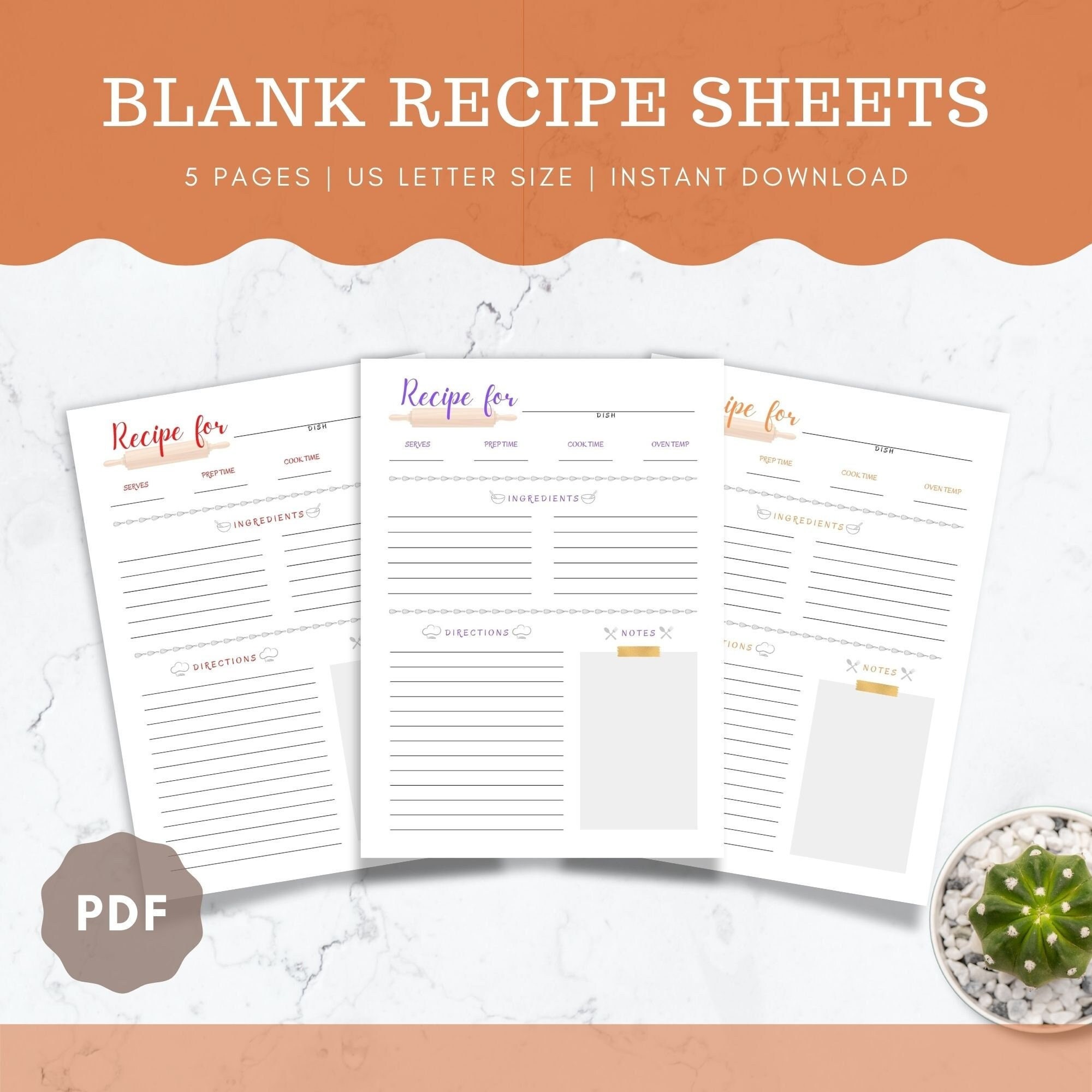 Blank Recipe Sheet Printable | Blank Recipe Page | Blank Recipe Page ...