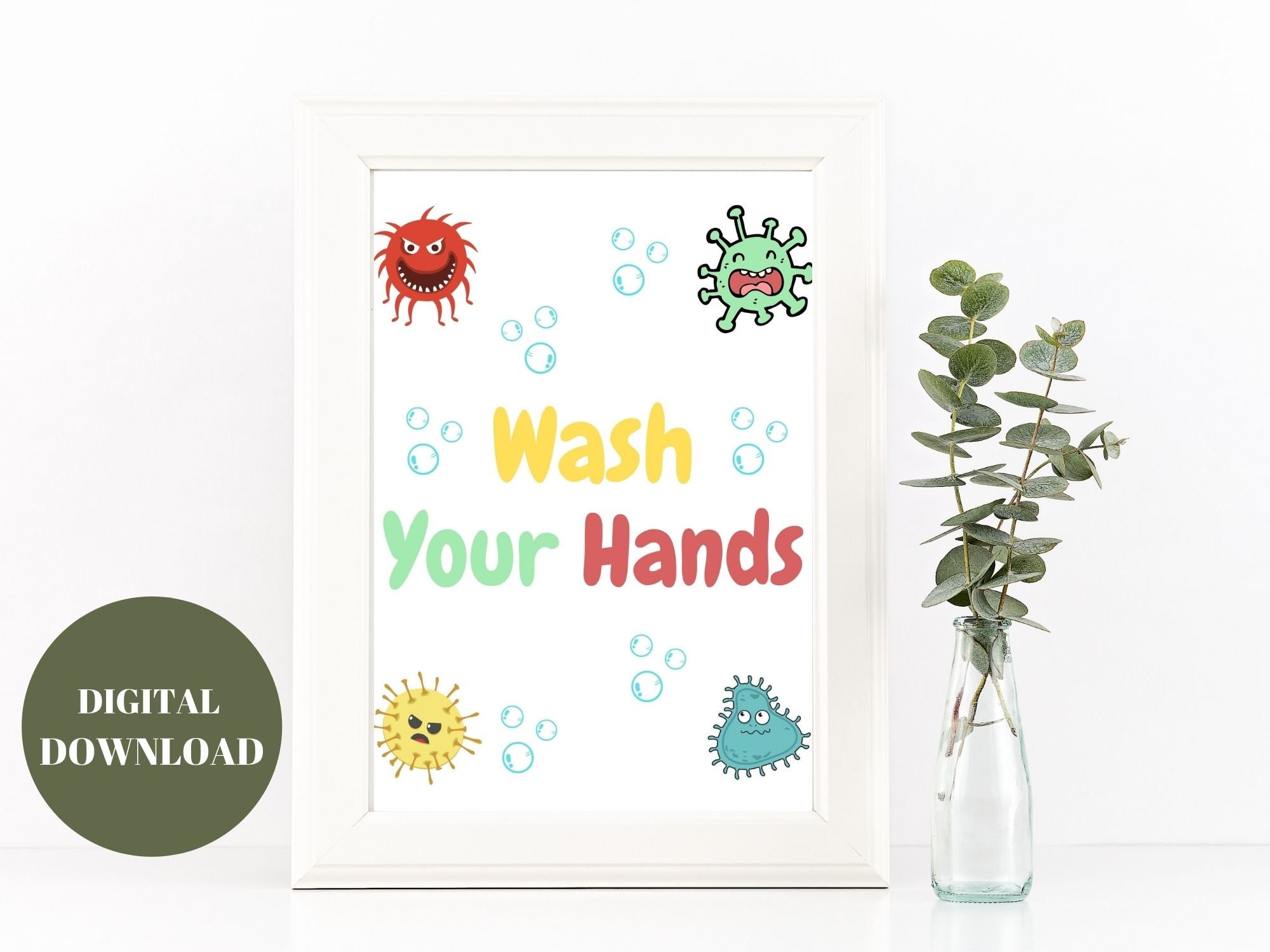 Wash Your Hands Wall Art | Wash Your Hands Printable Wall Art | Wall ...