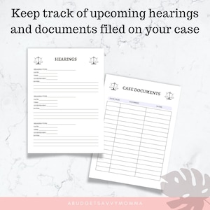 Court Case Organizer | Family Law Case Tracker | Court Case Tracker ...