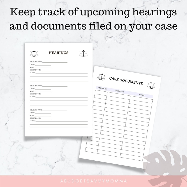 Court Case Organizer | Family Law Case Tracker | Court Case Tracker ...