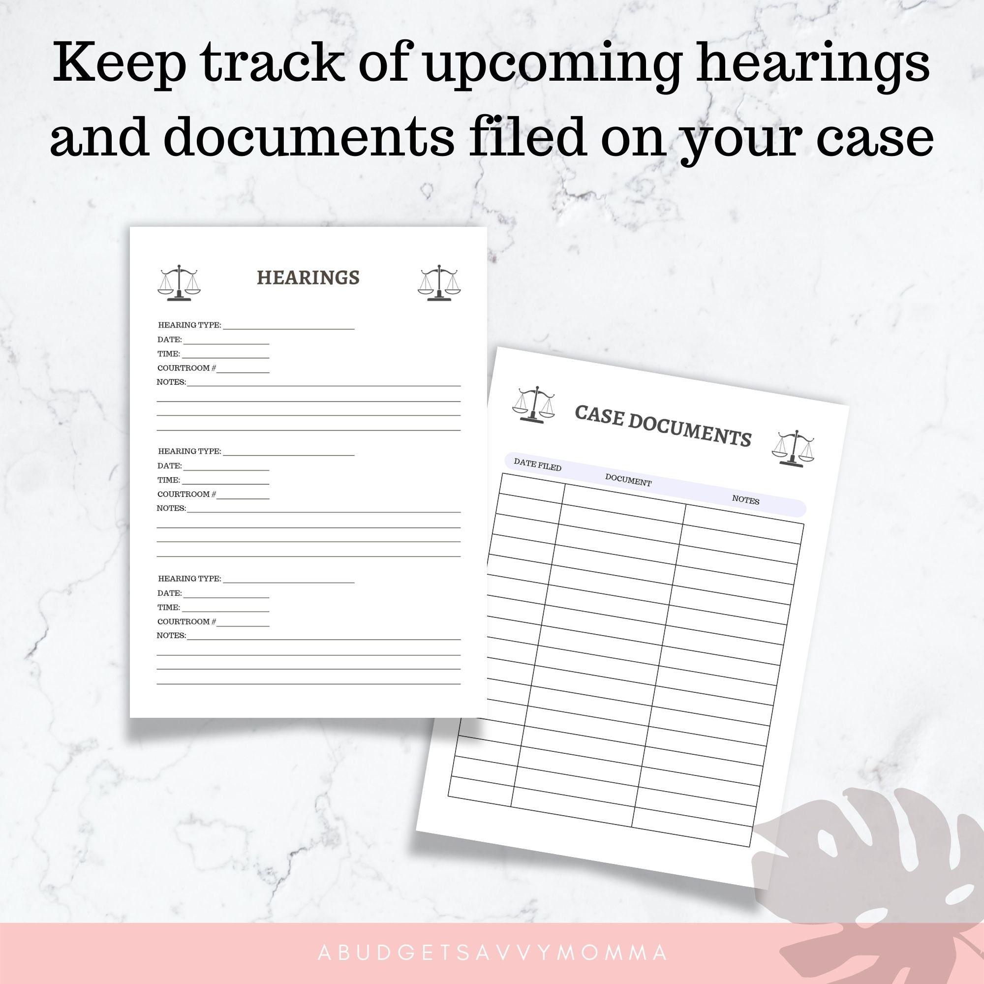 Court Case Organizer | Family Law Case Tracker | Court Case Tracker ...