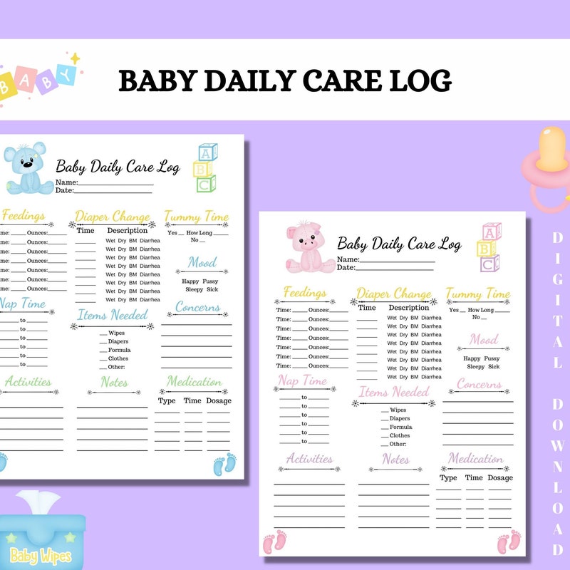 Infant Daily Report - Etsy