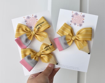 Custom Pencil Bow, Personalized Pencil Bow, Pencil Hair Bow ...