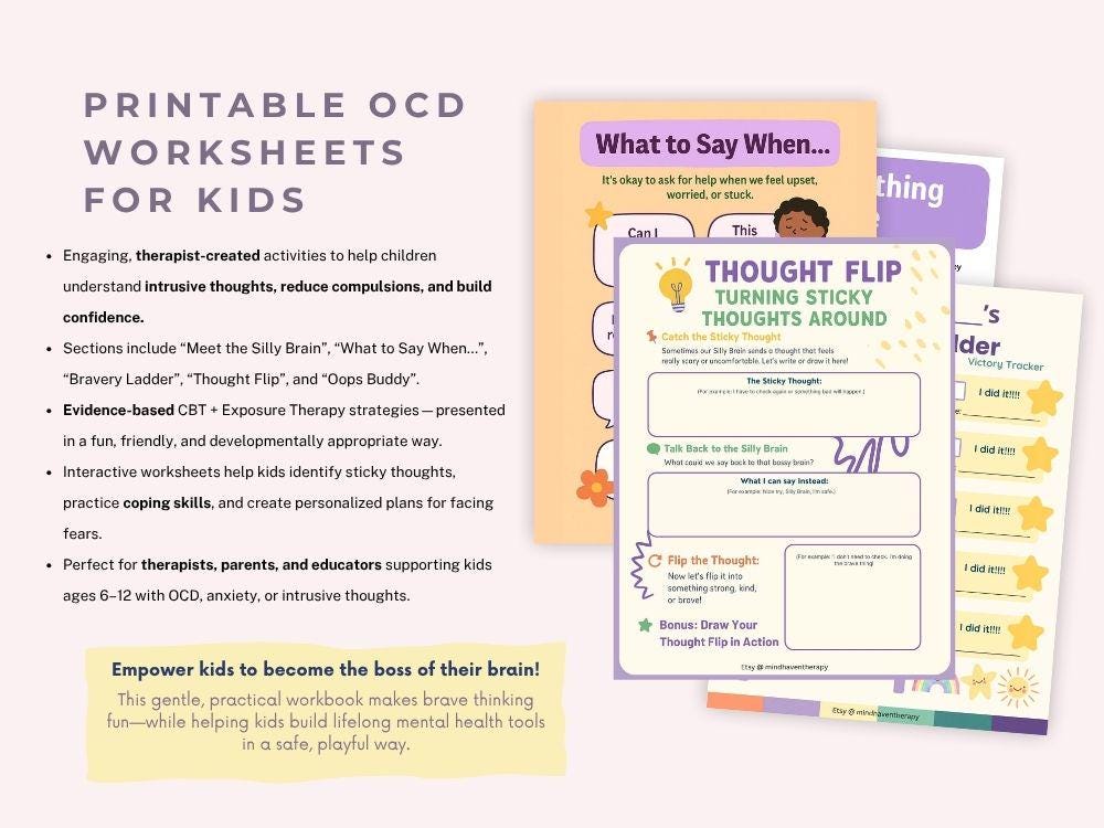 OCD Workbook for Kids: CBT & ERP Therapy Tools (printable) - Etsy