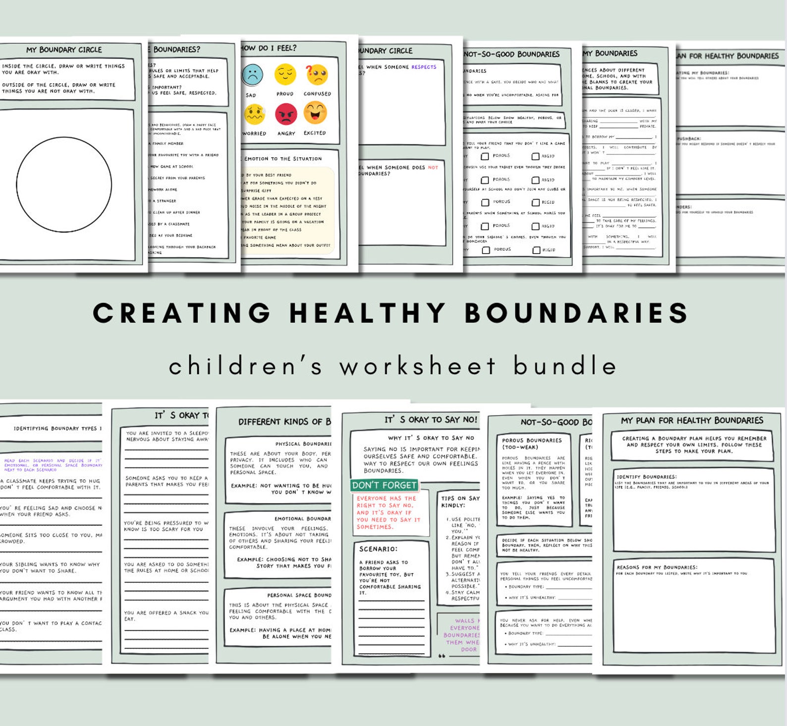 Creating Healthy Boundaries for Kids Workbook - Interactive PDF Bundle ...