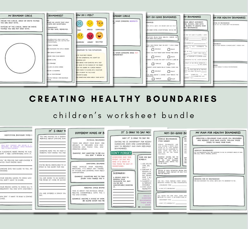Creating Healthy Boundaries for Kids Workbook - Interactive PDF Bundle ...