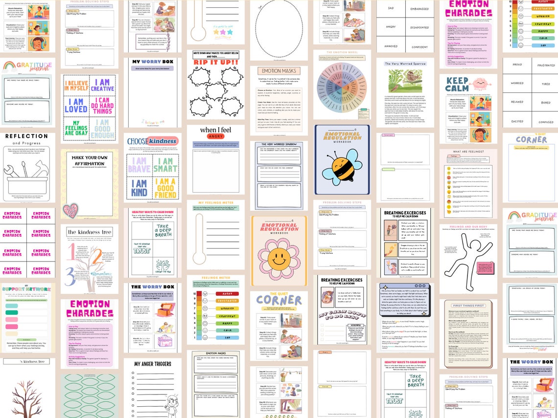 Emotional Regulation Worksheet Bundle for Kids Therapy - Digital ...