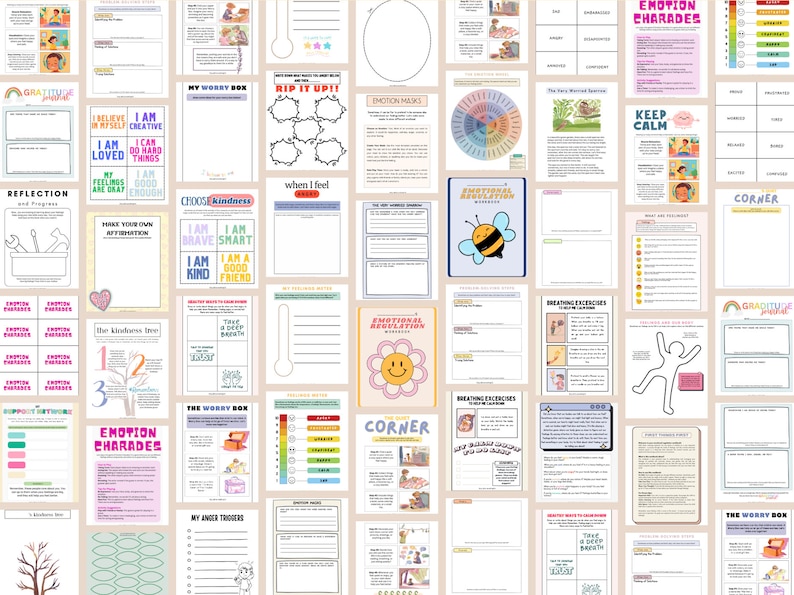 Emotional Regulation Worksheet Bundle for Kids Therapy - Digital ...