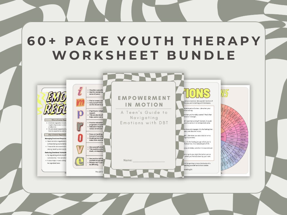 Youth + Adolescent Therapy Worksheet BUNDLE - Complete Mental Health ...