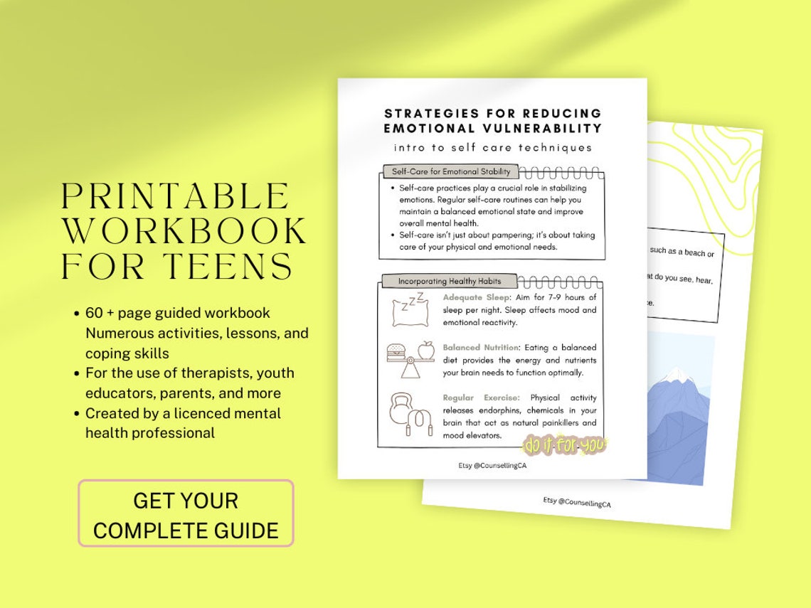 Youth + Adolescent Therapy Worksheet BUNDLE - Complete Mental Health ...