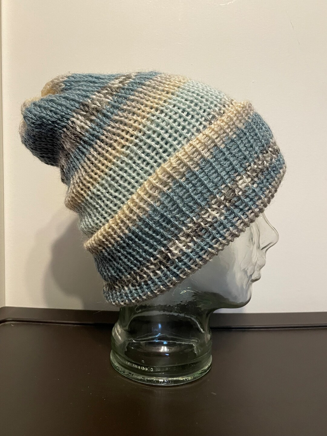 Blue Fair Isle Reversible Knitted Beanie - Etsy