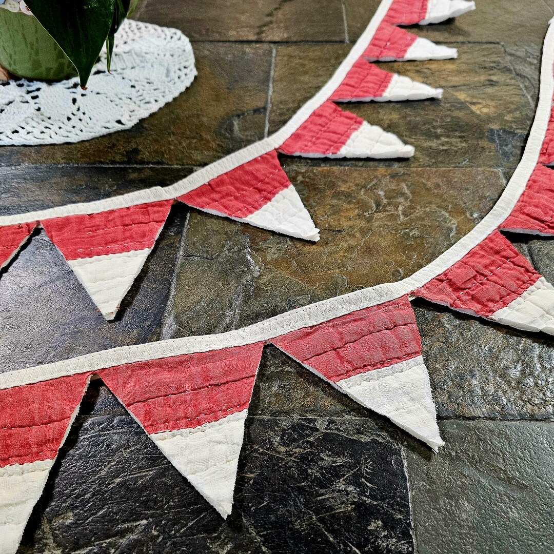 Vintage Quilt Bunting, Farmhouse Bunting, Reclaimed Quilt Bunting ...