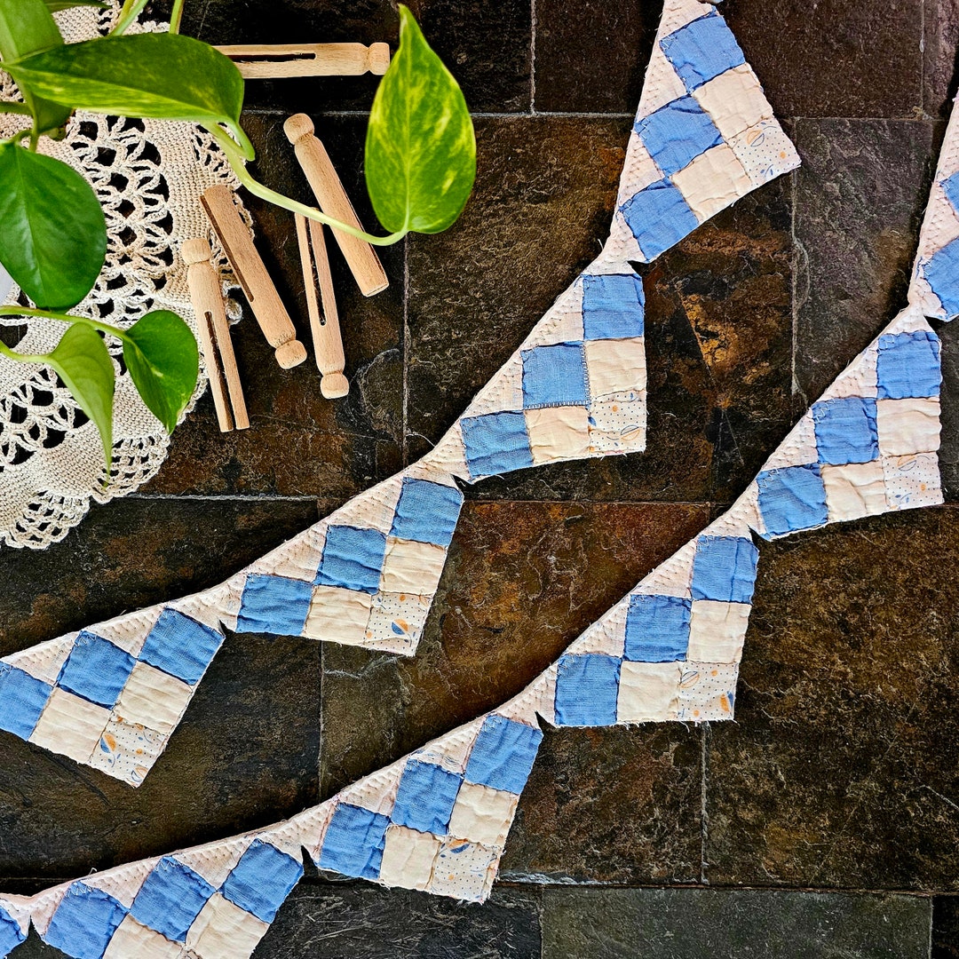 Vintage Quilt Bunting, Farmhouse Bunting, Reclaimed Quilt Bunting ...