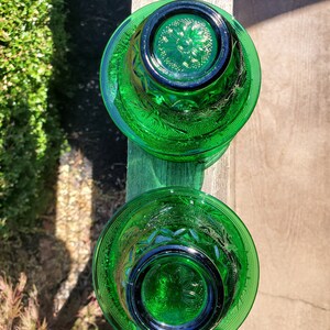 4 Emerald Green Sandwich Glass Custard Cups and Liners, #960,921 - Etsy