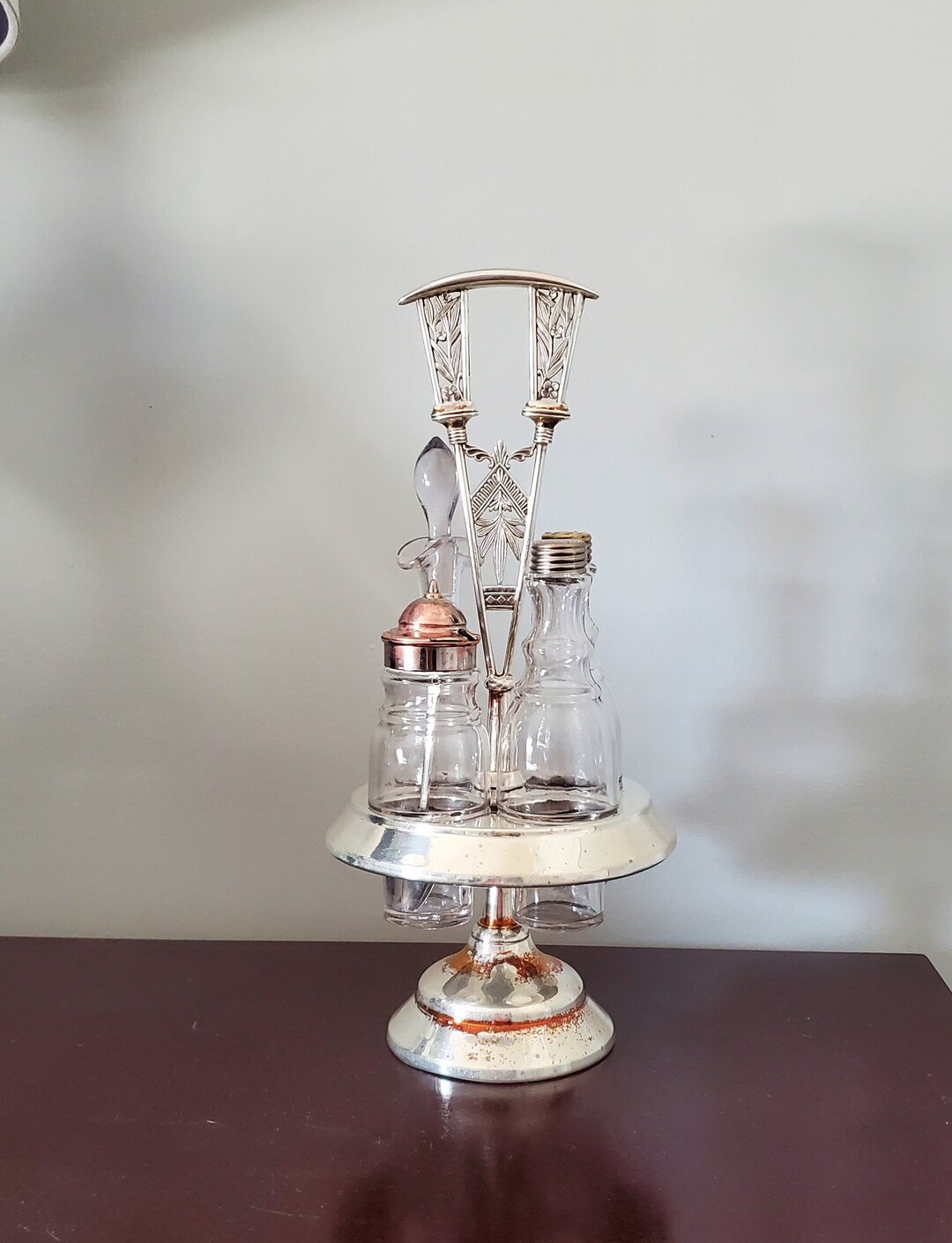 Antique Victorian Condiment Set on Silver Plate Carousel, 847 - Etsy