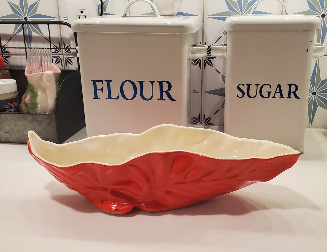 Vintage Red Leaf Shawnee Planter/console Bowl, USA 441, #983 - Etsy