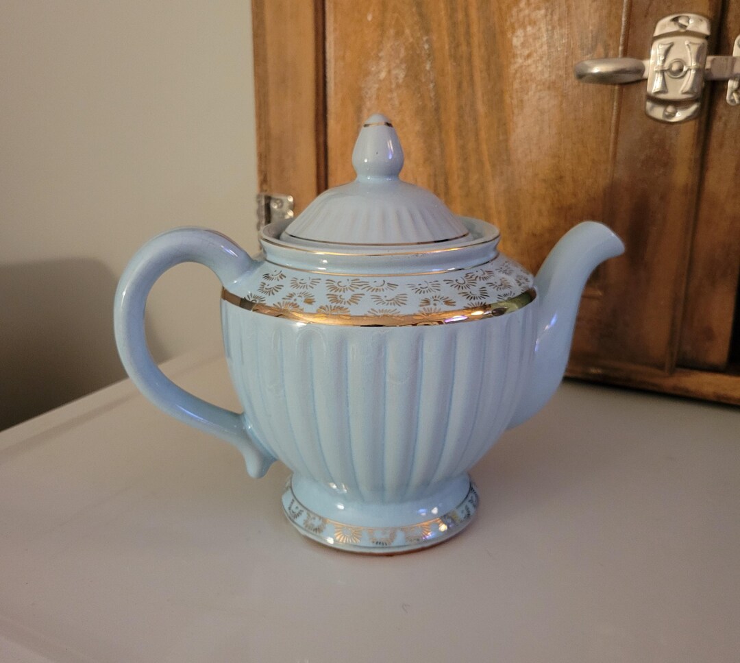 Vintage Terra Cota Light Blue Teapot, Japan, 568 - Etsy