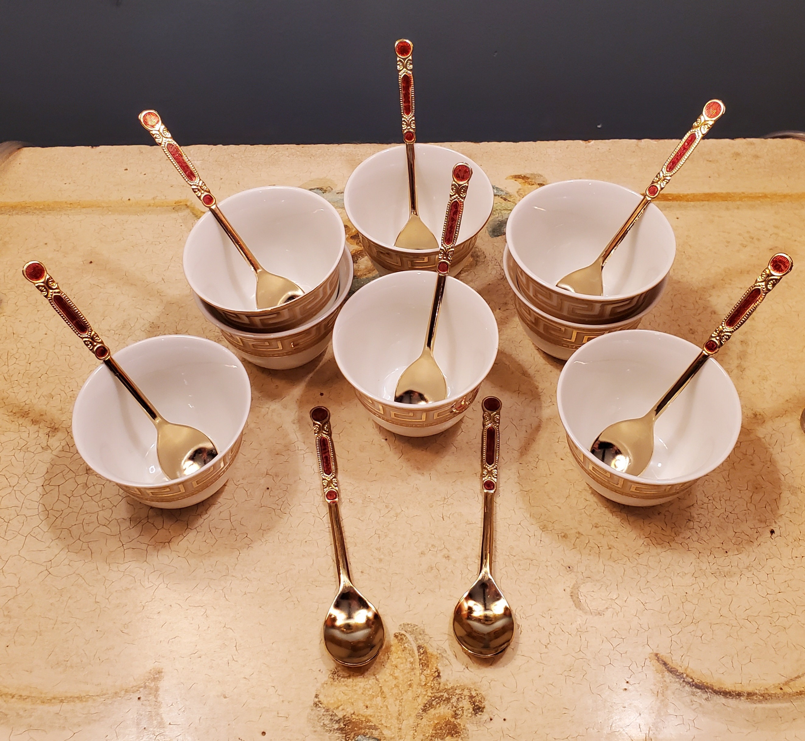 8 Alpine Cuisine Cawa Cups and Spoons, Aramco Imports, Germany, #956 - Etsy