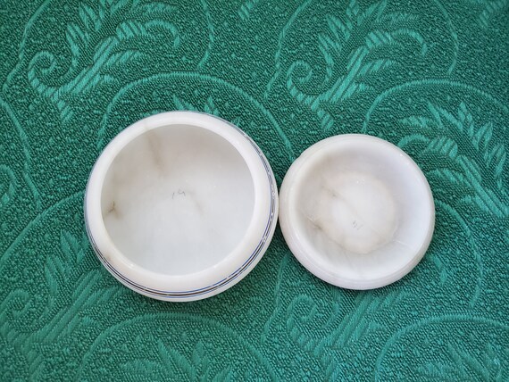 Antique Alabaster Lidded Box, Hand Painted, Micro Mos… - Gem