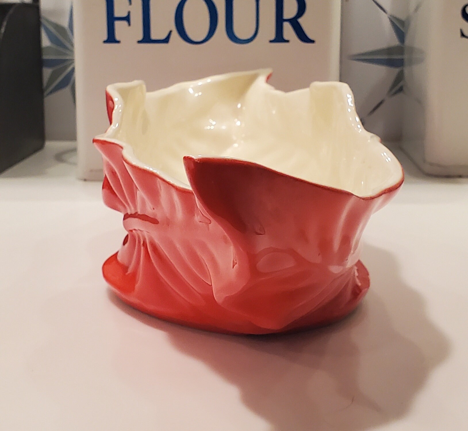 Vintage Red Leaf Shawnee Planter/console Bowl USA 441 983 - Etsy