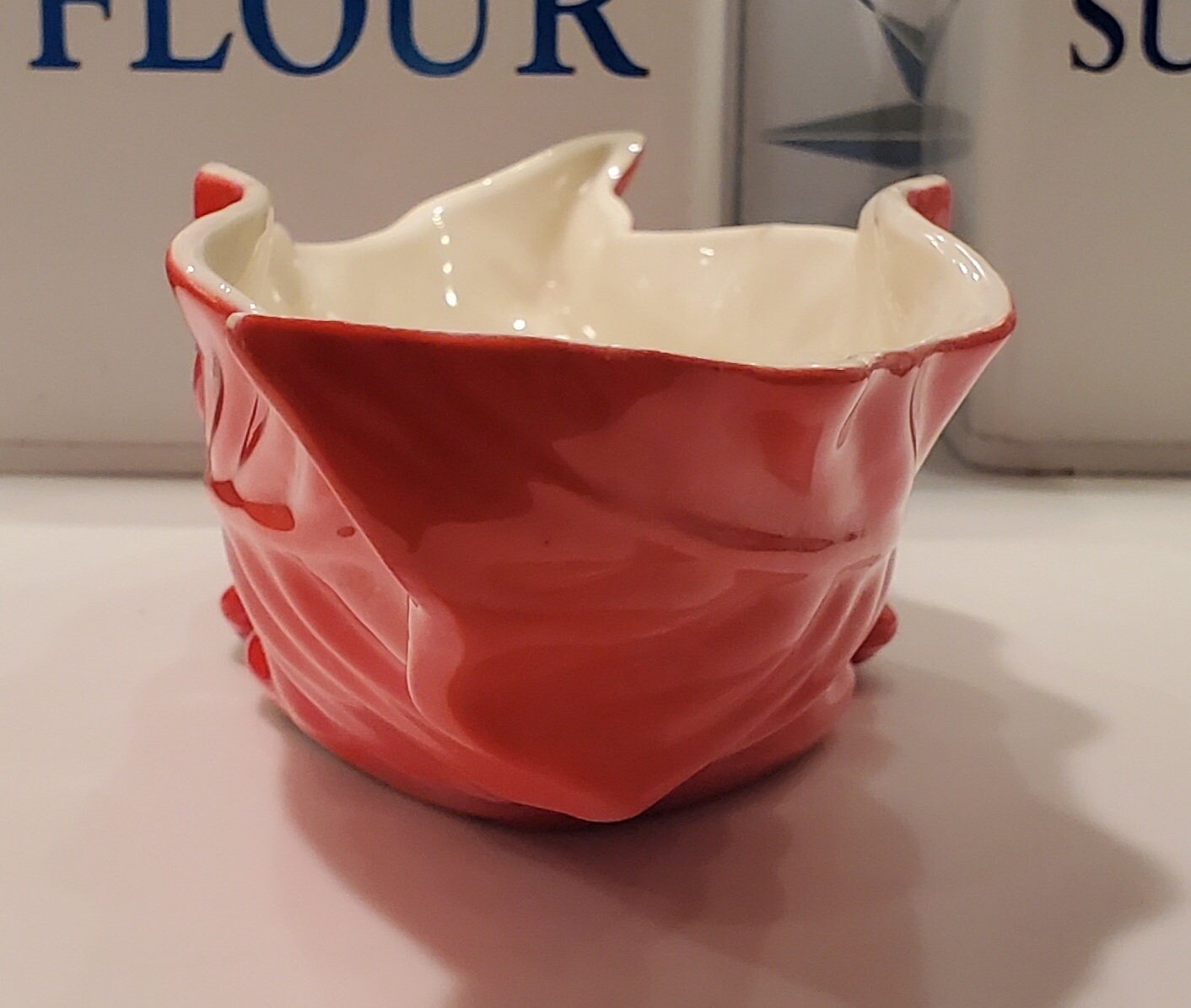 Vintage Red Leaf Shawnee Planter/console Bowl USA 441 983 - Etsy
