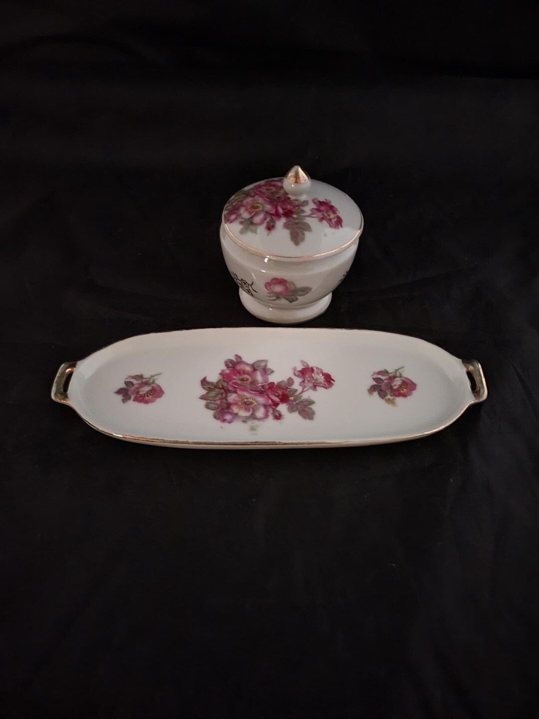 Vintage Small Trinket Box With Lid and Matching Little Trinket Box/jar ...