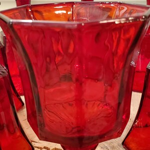 8 Amberina Ruby Red Independence Glass Goblets, Octagon Shape, #1034 - Etsy