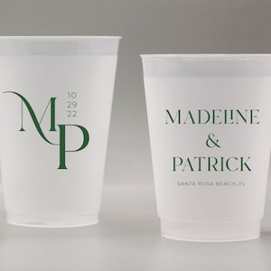 Custom Frosted Wedding Plastic Cups | Monogram Cup | Personalized ...