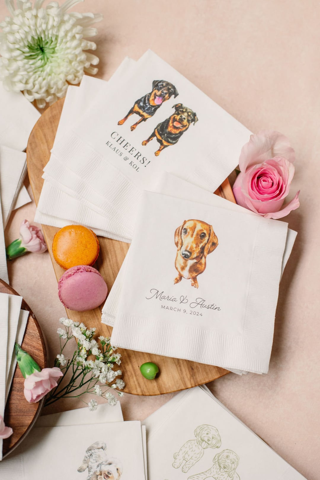 Full Color Personalized Pet Wedding Cocktail Napkins, Custom Wedding ...