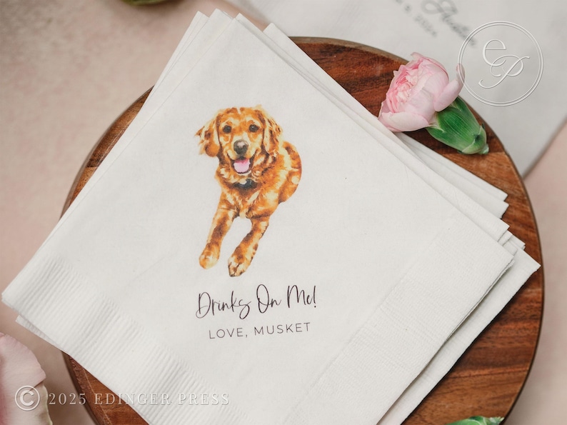 Full Color Personalized Pet Cocktail Napkins, Custom Wedding Napkins ...