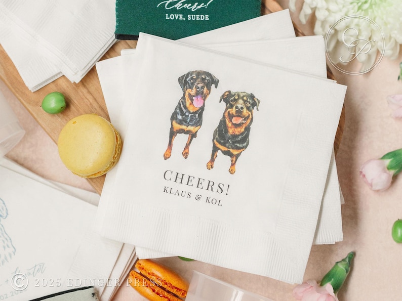 Full Color Personalized Pet Cocktail Napkins, Custom Wedding Napkins ...