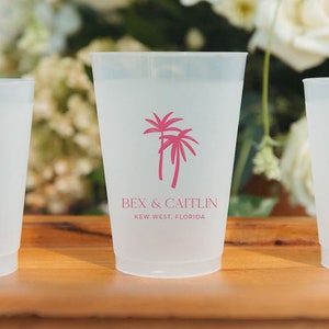 Custom Tropical Wedding Palm Tree Cups | Personalized Cups | Minimalist ...