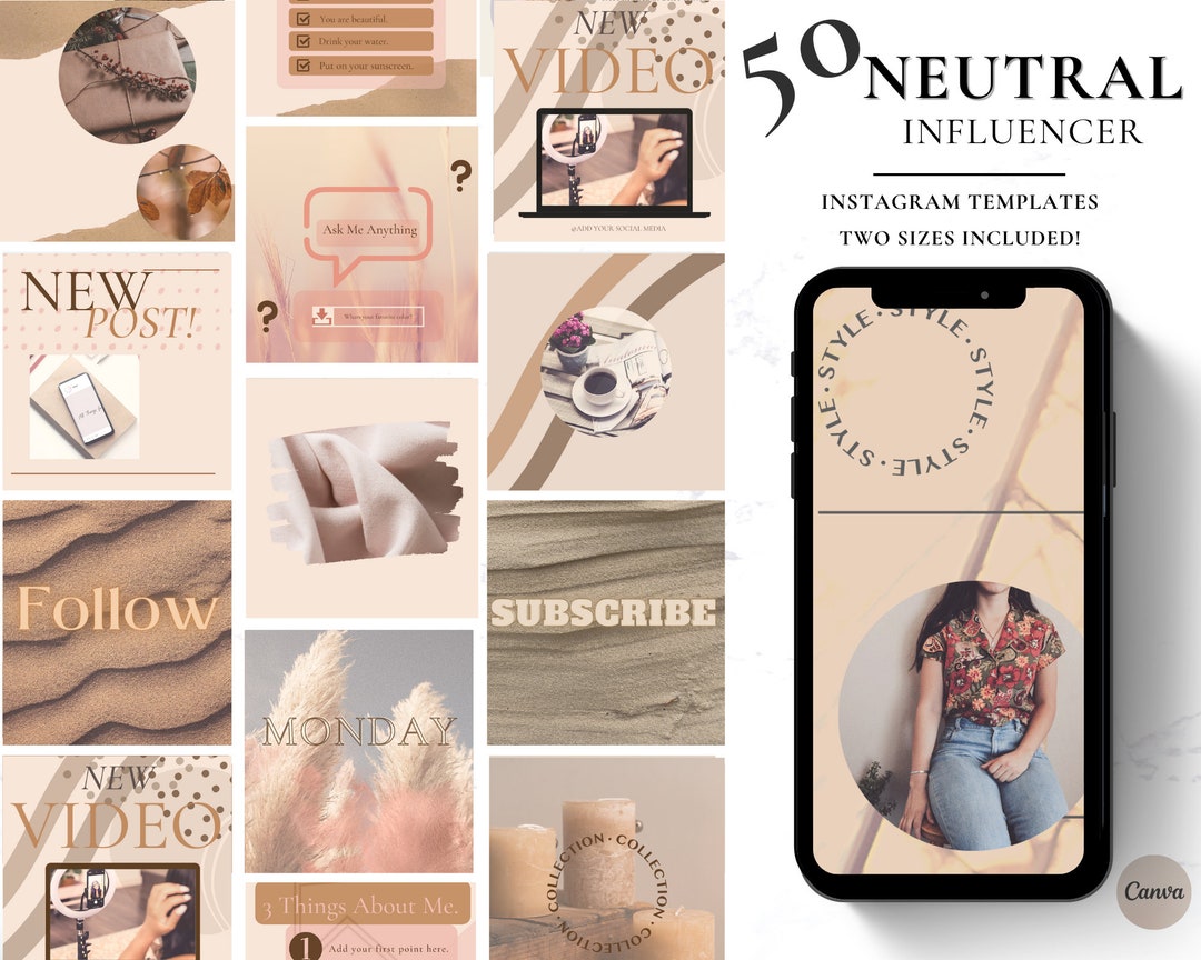 50 Neutral Instagram Post Templates | Instagram Template Canva Neutral ...