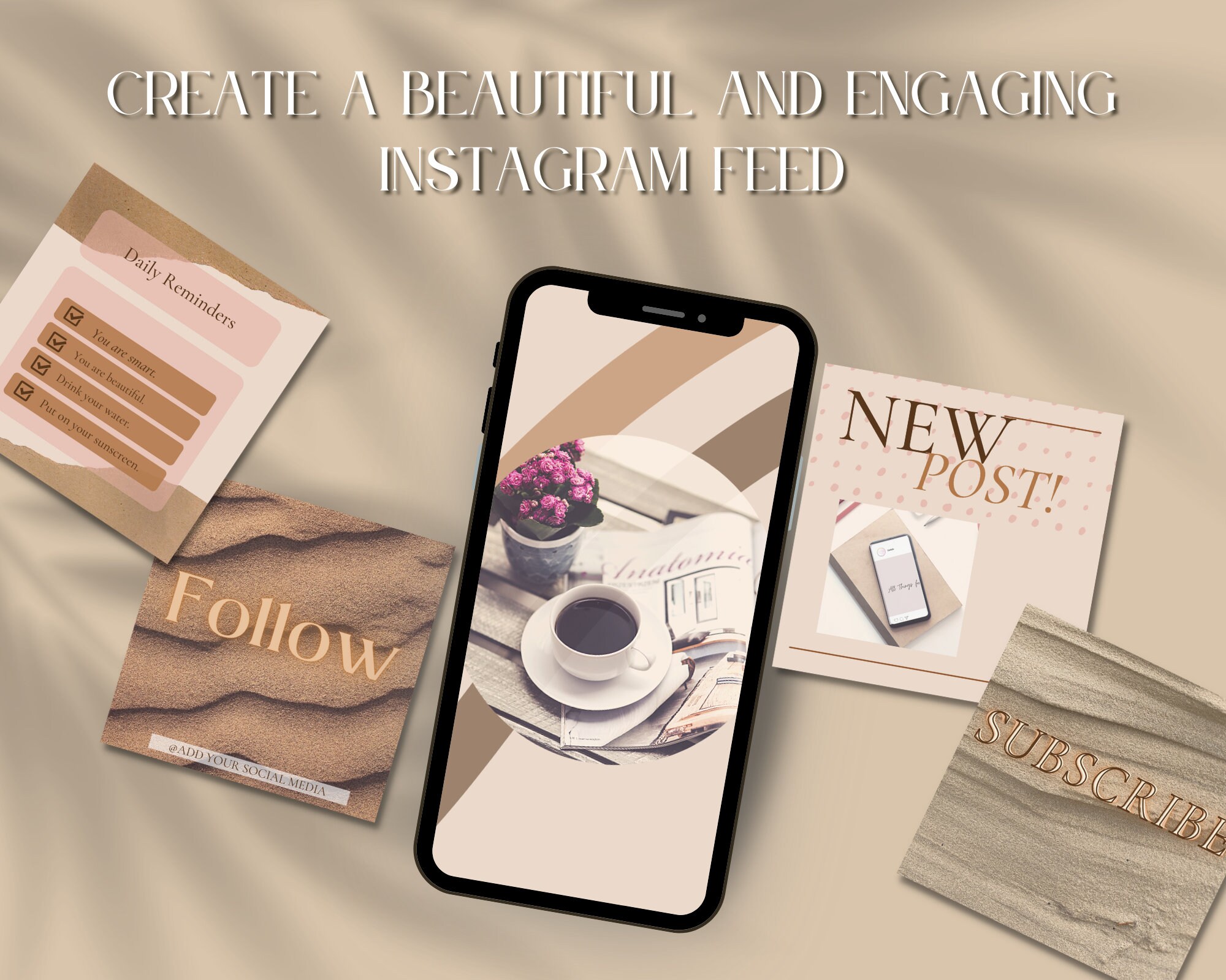 50 Neutral Instagram Post Templates | Instagram Template Canva Neutral ...