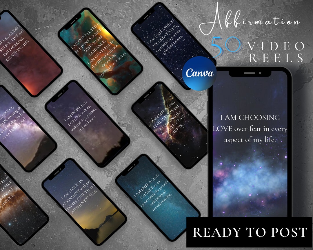 50 Space Motivational Affirmation Reels Instagram Reel Template ...