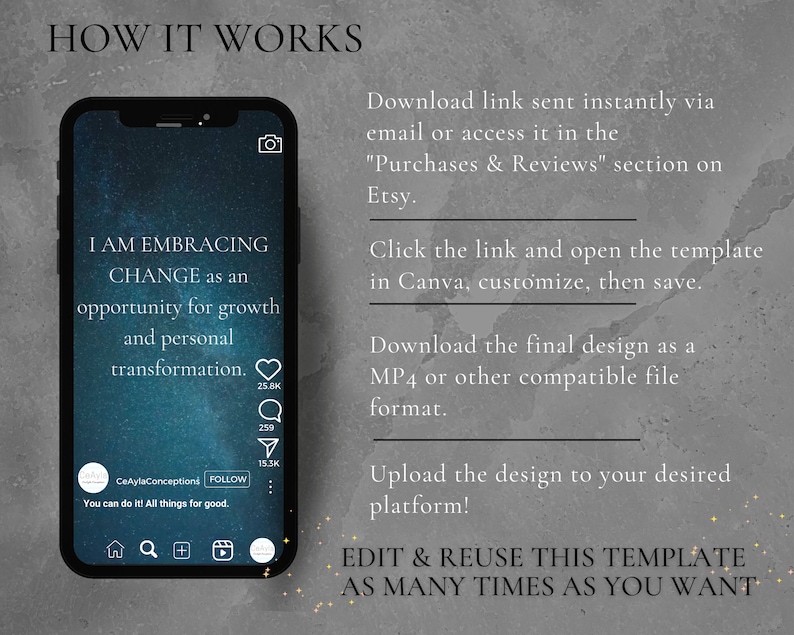 50 Space Motivational Affirmation Reels Instagram Reel Template ...