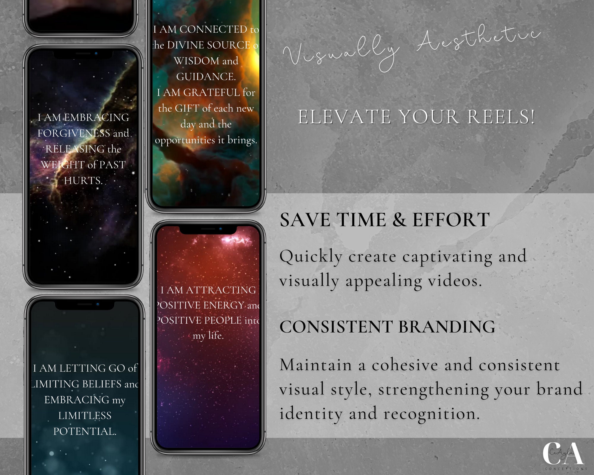 50 Space Motivational Affirmation Reels | Instagram Reel Template ...